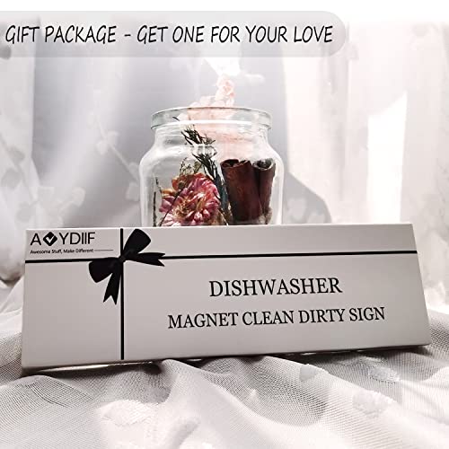 Dishwasher Magnet Clean Dirty Sign, Non-Scratching/Super Strong Soft Magnet with Double-Sided Adhesives/Easy to Read & Slide for Kitchen/Dishwasher/Fridge/Laundry/Washing Machine (Silver & White)