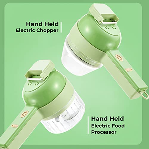 4 in 1 Handheld Electric Vegetable Cutter Set, Cordless Electric Garlic Chopper, Portable Food Slicer and Chopper for Garlic Pepper Chili Onion Celery Ginger Meat