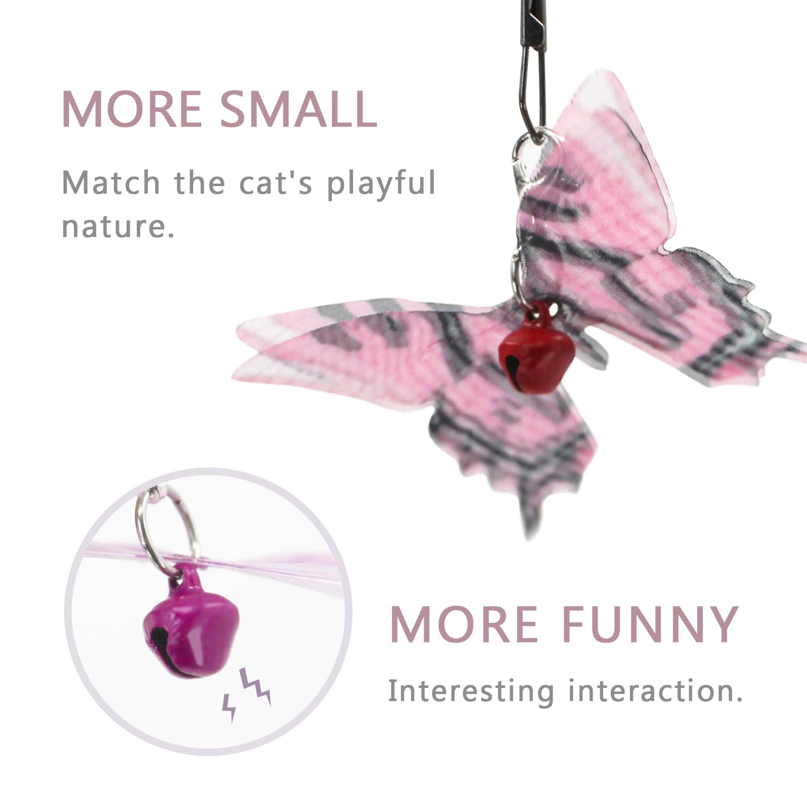 SONGWAY Cat Butterfly Toy Replacement - 10 Pieces Butterfly Cat Toy Attachment, Mini Cat Wand Toy Replacement, Insect Worm Cat Toys Accessories Parts