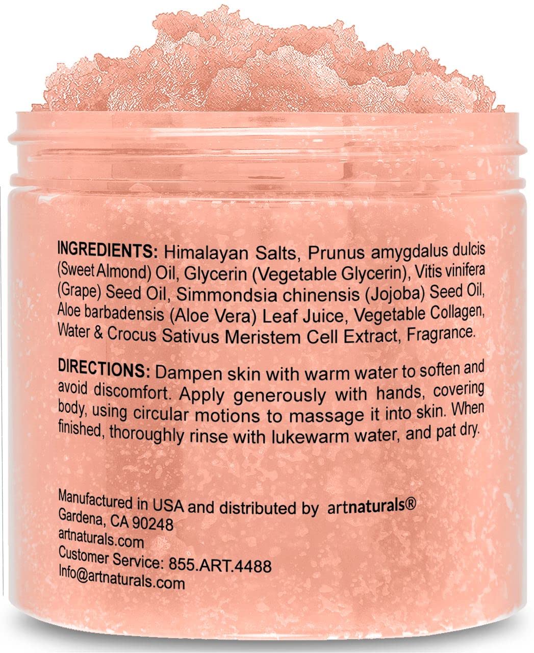 Himalayan Body Scrub β Infused by Collagen, Saffron Stem Cell & Nourishing Body Oils -Exfoliating Salt Scrub For Body - Win Against Aging, Acne, Eczema, Psoriasis & Dead Skin Scars- 10 oz