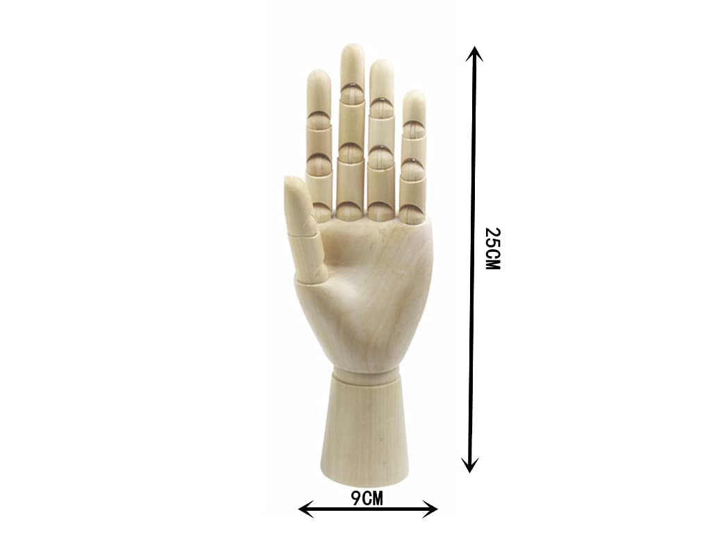 Wood Artist Drawing Manikin Articulated Mannequin with Wooden Flexible Fingers 2 pcs(10 inches-Left Hand&Right Hand)