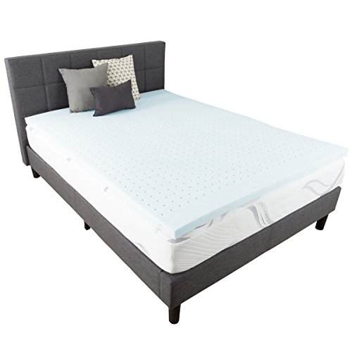Gel Infused Memory Foam Mattress Topper- 2 Inch King Size Memory Foam Mattress Pad with Ventilation for Support, Cooling, and Comfort by Bluestone
