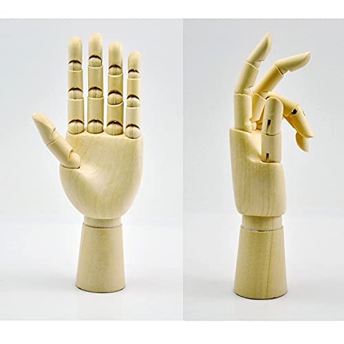 Wood Artist Drawing Manikin Articulated Mannequin with Wooden Flexible Fingers 2 pcs(10 inches-Left Hand&Right Hand)