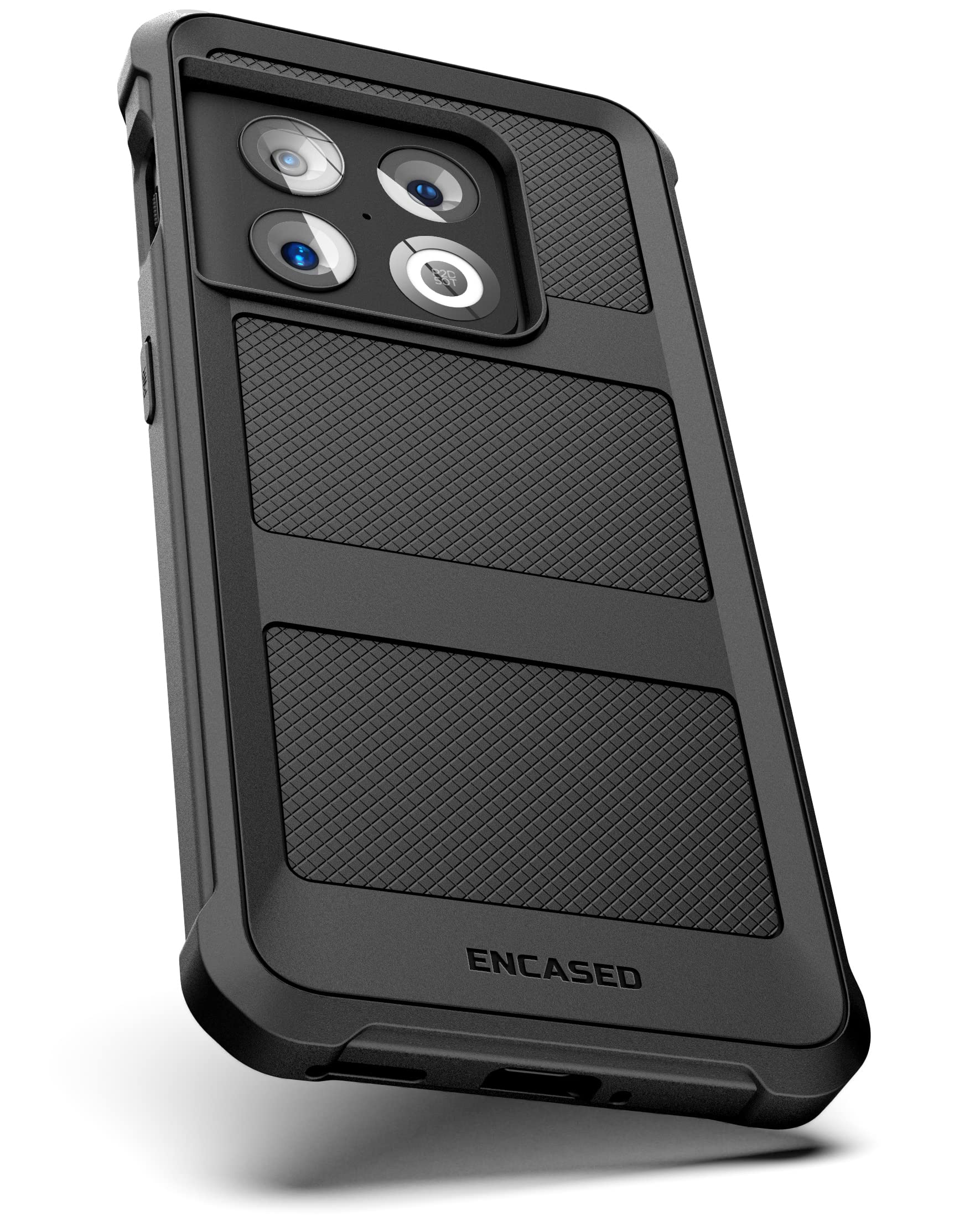 ENCASED Falcon Armor for OnePlus 10 Pro 5G Case (2022) Ultra Protective Phone Case with Fingerprint Access (Black)