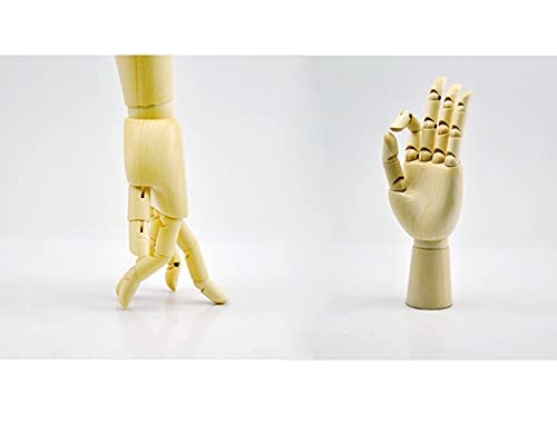 Wood Artist Drawing Manikin Articulated Mannequin with Wooden Flexible Fingers 2 pcs(10 inches-Left Hand&Right Hand)