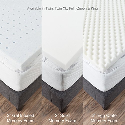 Gel Infused Memory Foam Mattress Topper- 2 Inch King Size Memory Foam Mattress Pad with Ventilation for Support, Cooling, and Comfort by Bluestone