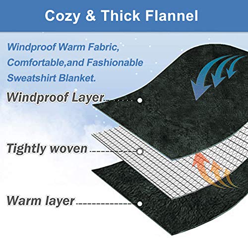 Hilarocky Blanket Hoodie Oversized Fleece Wearable Blanket Flannel Sweatshirt Blankets with Large Double Front Pocket, Quarter-Zippers Ultra Cozy Plush Blanket for Dark Grey