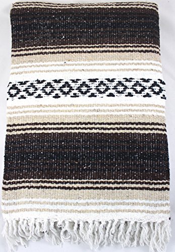Mexican Falsa Yoga Beach Blanket Dark Brown/Tan/Black Classic Quality