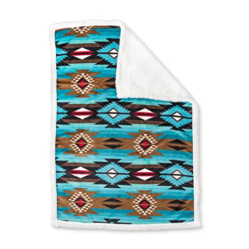 TrailCrest Ultra Soft Sherpa Fleece Throw Blanket, Cozy Plush Adult Blanket for Men & Women, Reversible with Aztec Prints, Machine Washable, 8 Colors