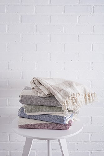 DII Rustic Farmhouse Cotton Cabana Striped Blanket Throw with Fringe, 50 x 60 - Cabana Striped Gray
