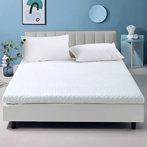 LANELIFE 3 Inch Egg Crate Memory Foam Mattress Topper California King Cooling Gel & Bamboo Charcoal Infusion, Fitted Bamboo Fiber Cover Ventilated Design, Comfort Body Support & Pressure Relief