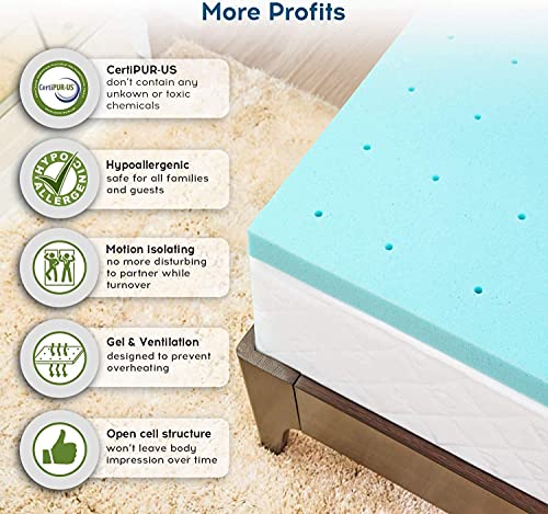 Memory Foam 3 Inch Queen Mattress Topper Mattress Pad, Gel Infused Soft Bed Topper Bed Mattress Toppers for Pressure Relieving
