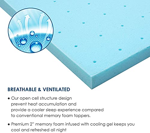 Memory Foam 3 Inch Queen Mattress Topper Mattress Pad, Gel Infused Soft Bed Topper Bed Mattress Toppers for Pressure Relieving