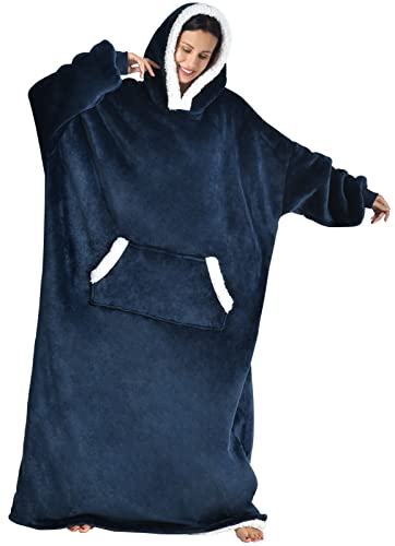 ZAKUN Oversized Wearable Blanket Hoodie,Unisex Thick Long Blanket Hoodie for Women,Cozy Giant Fleece Lounging Hoodie Blanket