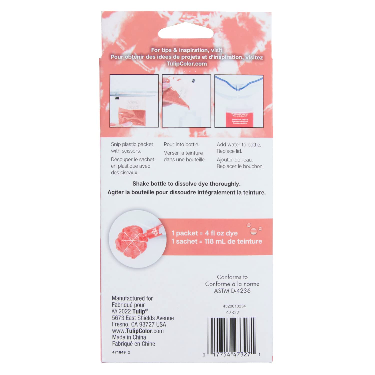 Tulip One-Step Tie-Dye Kit Dye Refill Packs, Coral
