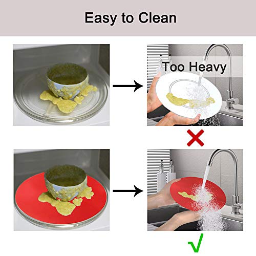 Silicone Microwave Mat 12 Inch, Non Stick Turntable Safe Baking Mat for Kitchen, BPA Free Multi-Purpose Heat Resistant Oven Mat 2 Pack (Red)