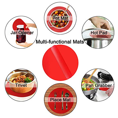 Silicone Microwave Mat 12 Inch, Non Stick Turntable Safe Baking Mat for Kitchen, BPA Free Multi-Purpose Heat Resistant Oven Mat 2 Pack (Red)