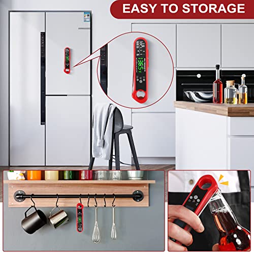 3 in 1 Digital Meat Thermometer, Instant Read Food Thermometer with 2 Detachable Wired Probe, Calibration, Alarm Function, LCD Backlight for Grilling, Cooking, BBQ, Kitchen