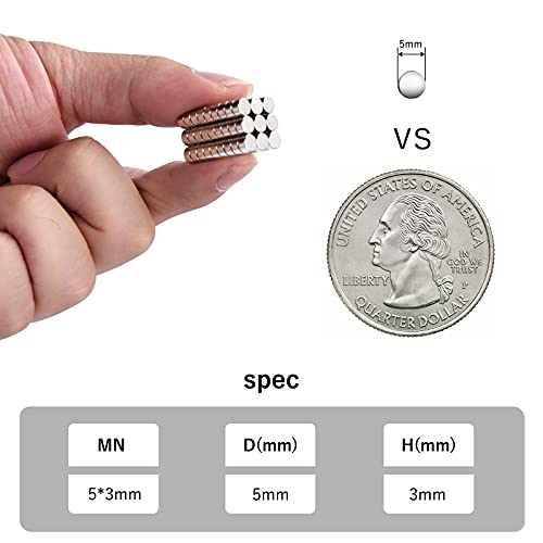 RHINOCATS 60 pcs Refrigerator Magnets,Fridge Magnets,Tiny Magnet, Multi-Use for Office, Hobbies, Crafts and Science, Tiny Size:5mm x 3mm(DxH)