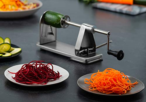 MITBAK Stainless Steel Spiralizer Vegetable Slicer | Industrial-Grade 3-Blade Zoodle Maker | Zucchini spaghetti maker | Great For Salad, Low Carb, Paleo, Vegan, Spaghetti | Suction Base For Non Slip