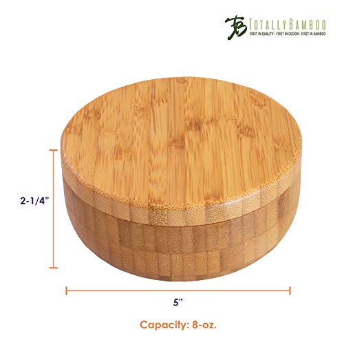 Totally Bamboo Salt Keeper Duet Salt and Pepper Bowl, Salt Cellar and Storage Box with Two Compartments, Magnetic Swivel Lid