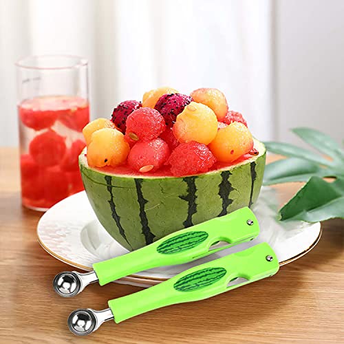 JAYVAR Watermelon Slicer Cutter Knife with Melon Baller Scoop Set,Fruit Scooper Seed Remover Watermelon Knife for Ice Cream Melon,Dig Pulp Separator Fruit Slice
