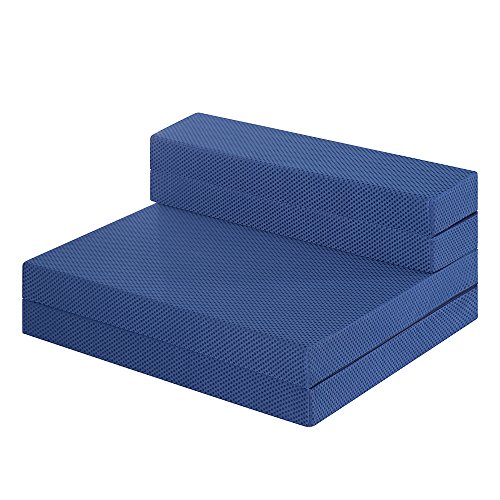 Sleeplace 4 Inch Multi-Foldable I-Gel infused Memory Foam Topper, Blue, Twin XL size