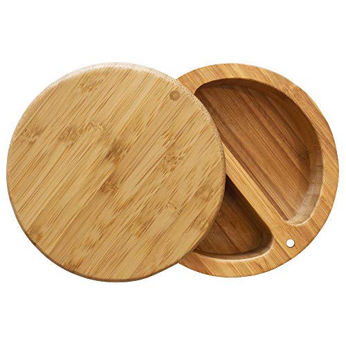 Totally Bamboo Salt Keeper Duet Salt and Pepper Bowl, Salt Cellar and Storage Box with Two Compartments, Magnetic Swivel Lid
