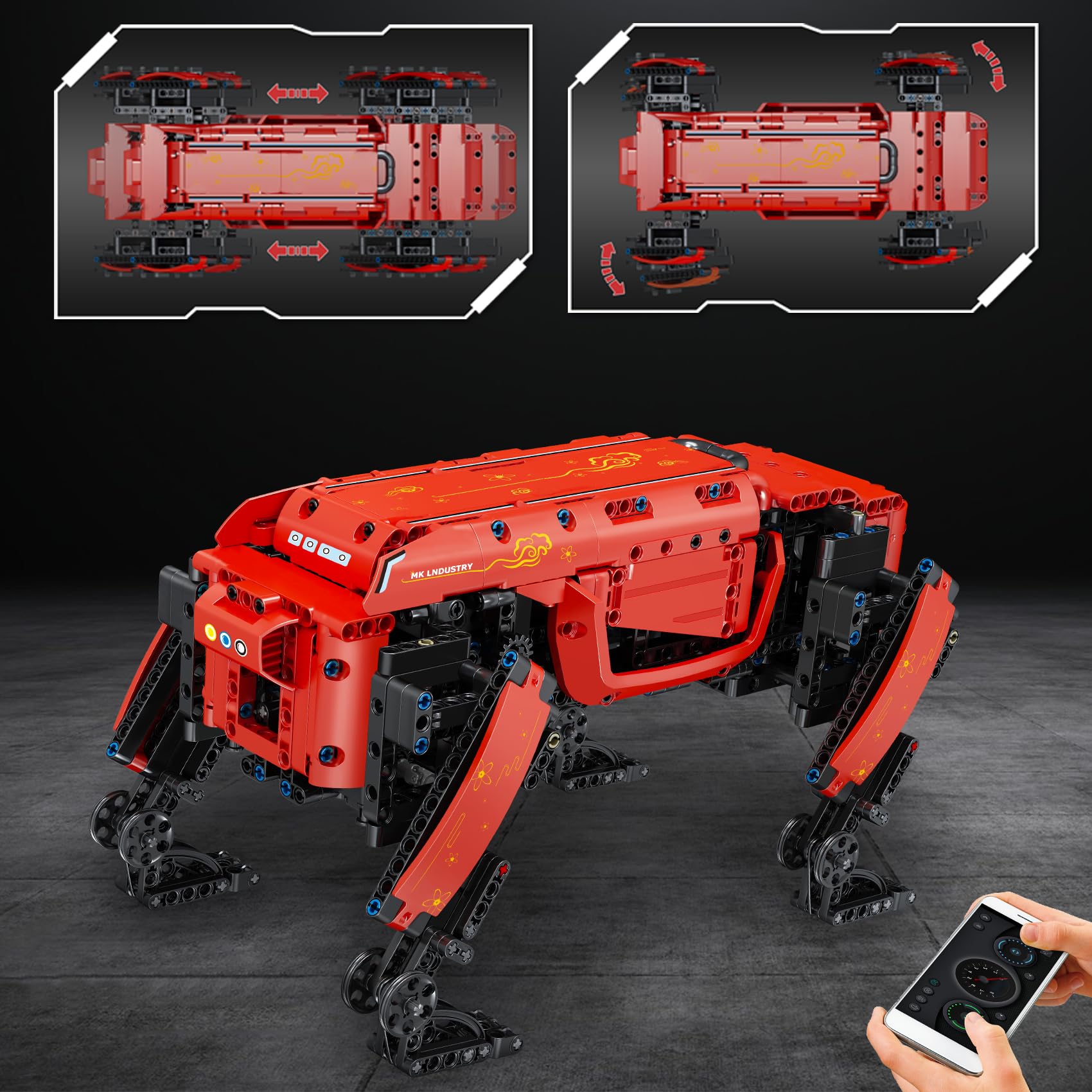 Mould King Robot Dog MK Dynamics Building Kits, MOC Building Blocks Set to Build, Gift for Kids Age 8+/Adult Collections Enthusiasts(936 Pieces with Motor/APP Remote Control)