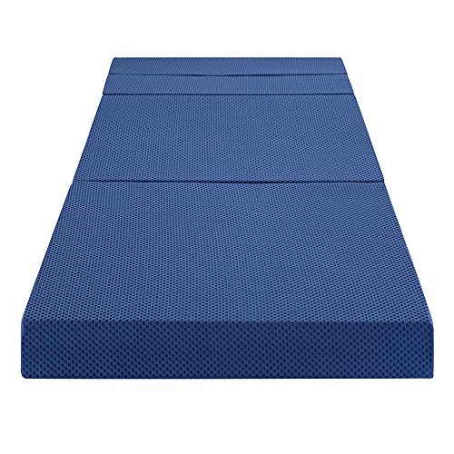 Sleeplace 4 Inch Multi-Foldable I-Gel infused Memory Foam Topper, Blue, Twin XL size