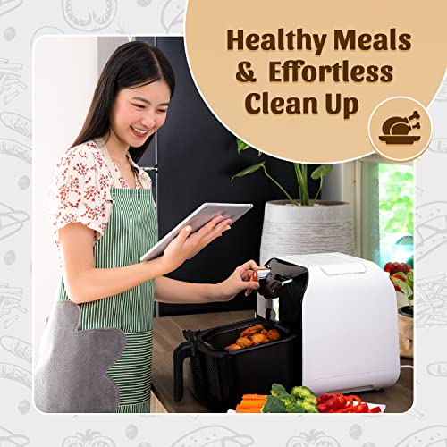 Reusable Silicone Air Fryer Liners by Linda’s Essentials (3 Pack) - Non Stick Easy Clean Air Fryer Liners Reusable Mats Air Fryer Accessories Includes Cheat Sheet And Recipe Book (Square (8.5 Inches))