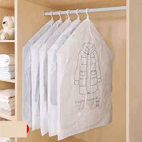 5PCS Vacuum Storage Bags, Hanging Vacuum Storage Bags, Space Saver Vacuum Storage Bags, Large Vacuum Storage Bags for Dresses, Coats, Down Jackets and Other Clothes