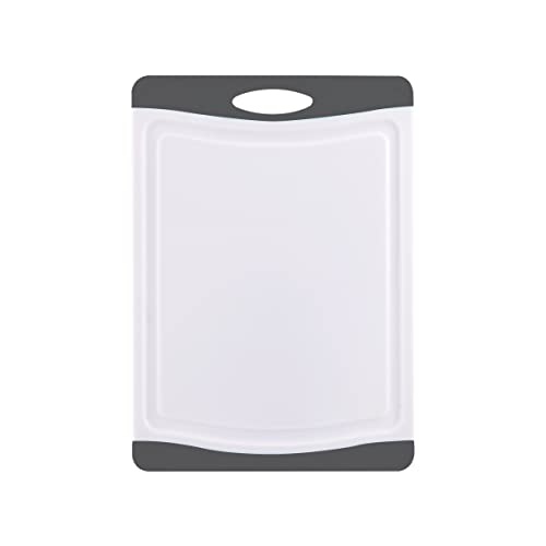 Farberware Nonslip Poly Cutting Board, 12x17-Inch, Gray and White