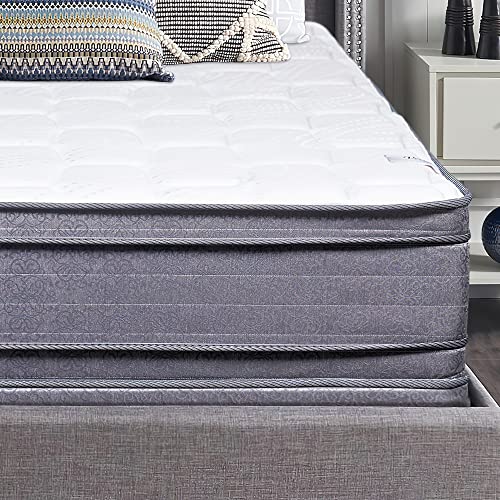 Treaton, 12-Inch Double Sided Foam Encased Double Pillow Top Medium Plush with Exceptional Back Support Mattress & 8" Wood Box Spring Set, Twin