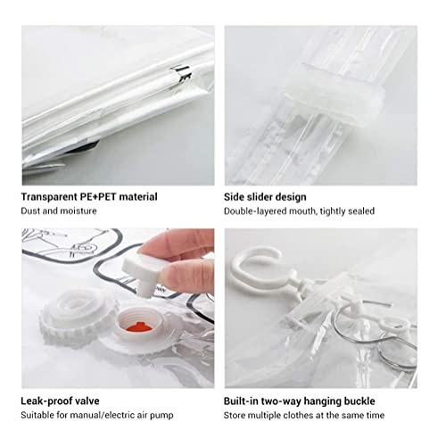 5PCS Vacuum Storage Bags, Hanging Vacuum Storage Bags, Space Saver Vacuum Storage Bags, Large Vacuum Storage Bags for Dresses, Coats, Down Jackets and Other Clothes