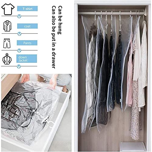 5PCS Vacuum Storage Bags, Hanging Vacuum Storage Bags, Space Saver Vacuum Storage Bags, Large Vacuum Storage Bags for Dresses, Coats, Down Jackets and Other Clothes