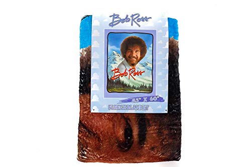 Bob Ross Design Soft Throw Size Fleece Plush Blanket - Fluffy, Warm, Fuzzy & Cozy – 100% Silk-Feel Polyester Perfect for Outdoor or Indoor Bed, Sofa or Couch While Watching TV/Movies - 45 x 60 Inches