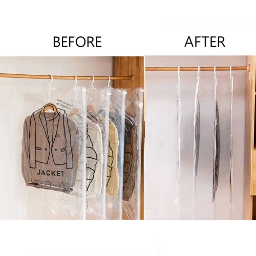 5PCS Vacuum Storage Bags, Hanging Vacuum Storage Bags, Space Saver Vacuum Storage Bags, Large Vacuum Storage Bags for Dresses, Coats, Down Jackets and Other Clothes