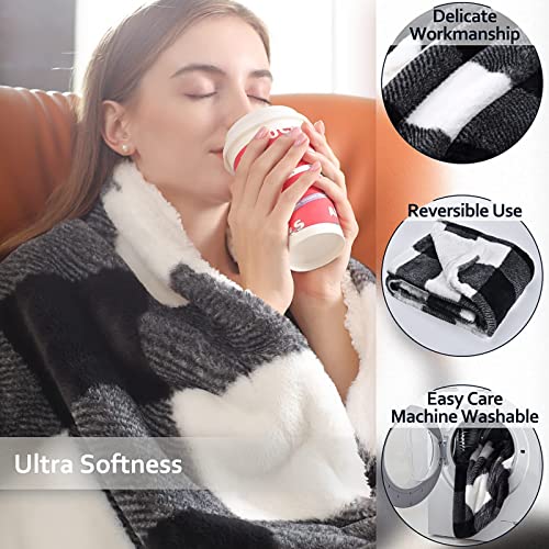 Monbix Queen Sherpa Throw Blankets Soft Fuzzy Warm, Fluffy Throw Blankets Couch Fleece, Throw Blankets Bed Cozy Machine Washable Faux Fur Plush Thick Comfy Buffalo Plaid Furry Sofa 380gsm 180gsm 90x90