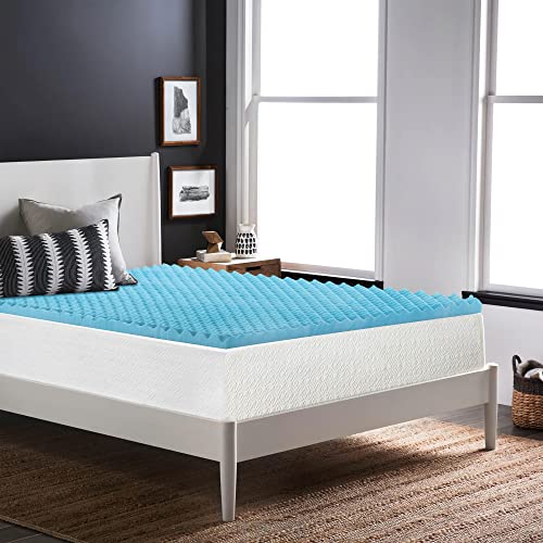 Spinal Solution 2-Inch High Density Foam Topper,Adds Comfort to Mattress, King Size, Blue