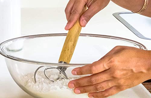 The Original Danish Dough Whisk - LARGE 13.5” Stainless Steel Dutch Style bread dough whisk for pastry, pizza. Great alternatives to a blender, mixer or hook