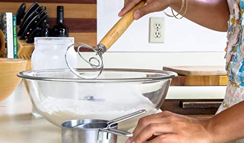 The Original Danish Dough Whisk - LARGE 13.5” Stainless Steel Dutch Style bread dough whisk for pastry, pizza. Great alternatives to a blender, mixer or hook
