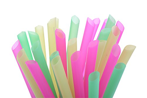 Jumbo Flexible Smoothie Plastic Straws, 100 Pcs Assorted Colors Large Bendable Disposable Milkshake Straws, Wide Bendy Boba Drinking Straws (0.47" Diameter and 8.26" long)