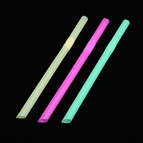 Jumbo Flexible Smoothie Plastic Straws, 100 Pcs Assorted Colors Large Bendable Disposable Milkshake Straws, Wide Bendy Boba Drinking Straws (0.47" Diameter and 8.26" long)