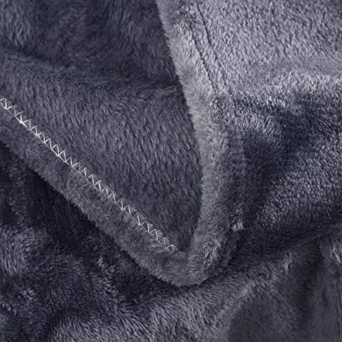 TROCHIN Fleece Blanket Throw Size Grey Lightweight Super Soft Cozy Luxury Bed Blanke(Dark Grey)