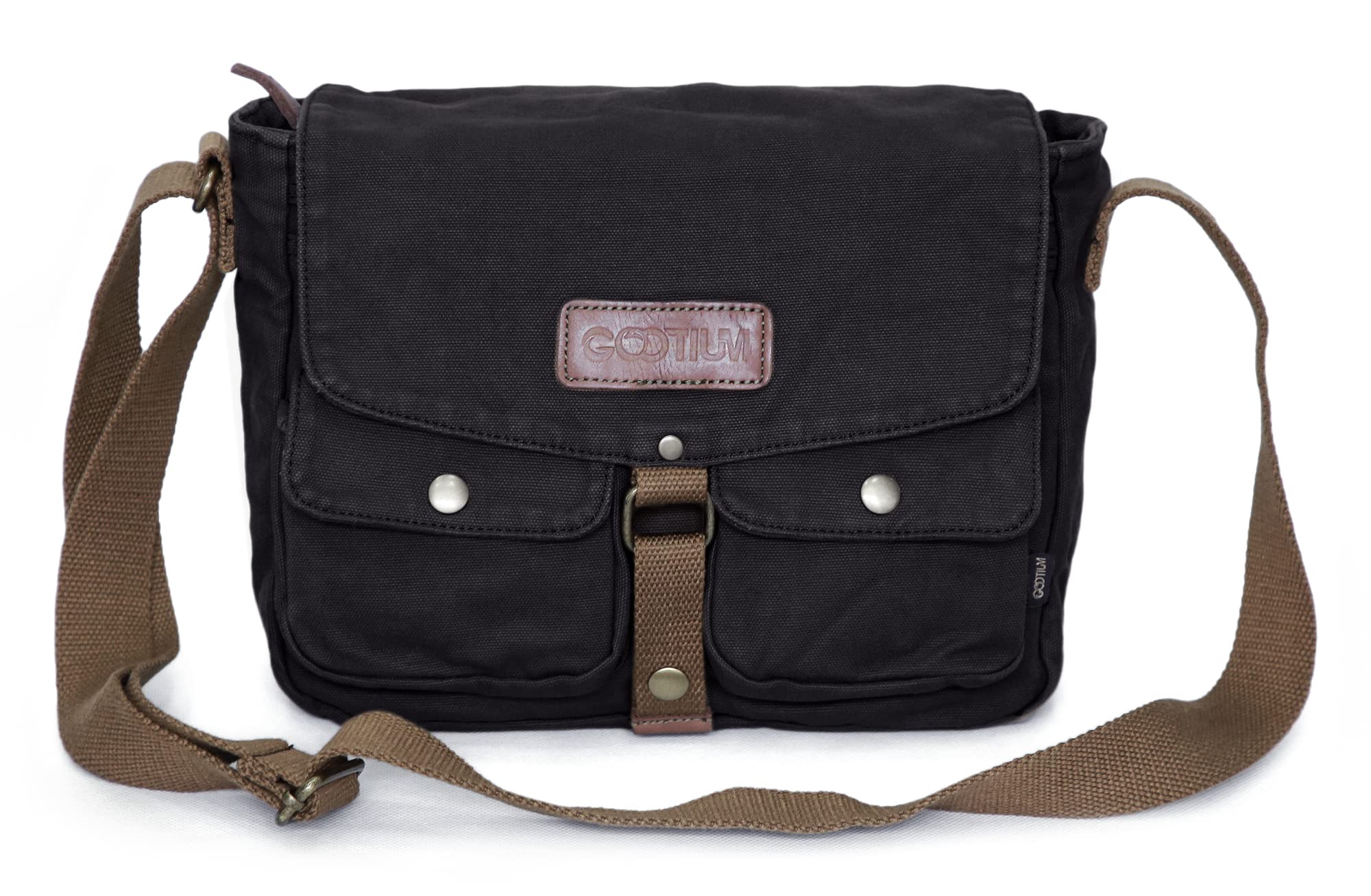 Gootium Canvas Messenger Bag - Vintage Crossbody Shoulder Bag Military Satchel, Charcoal