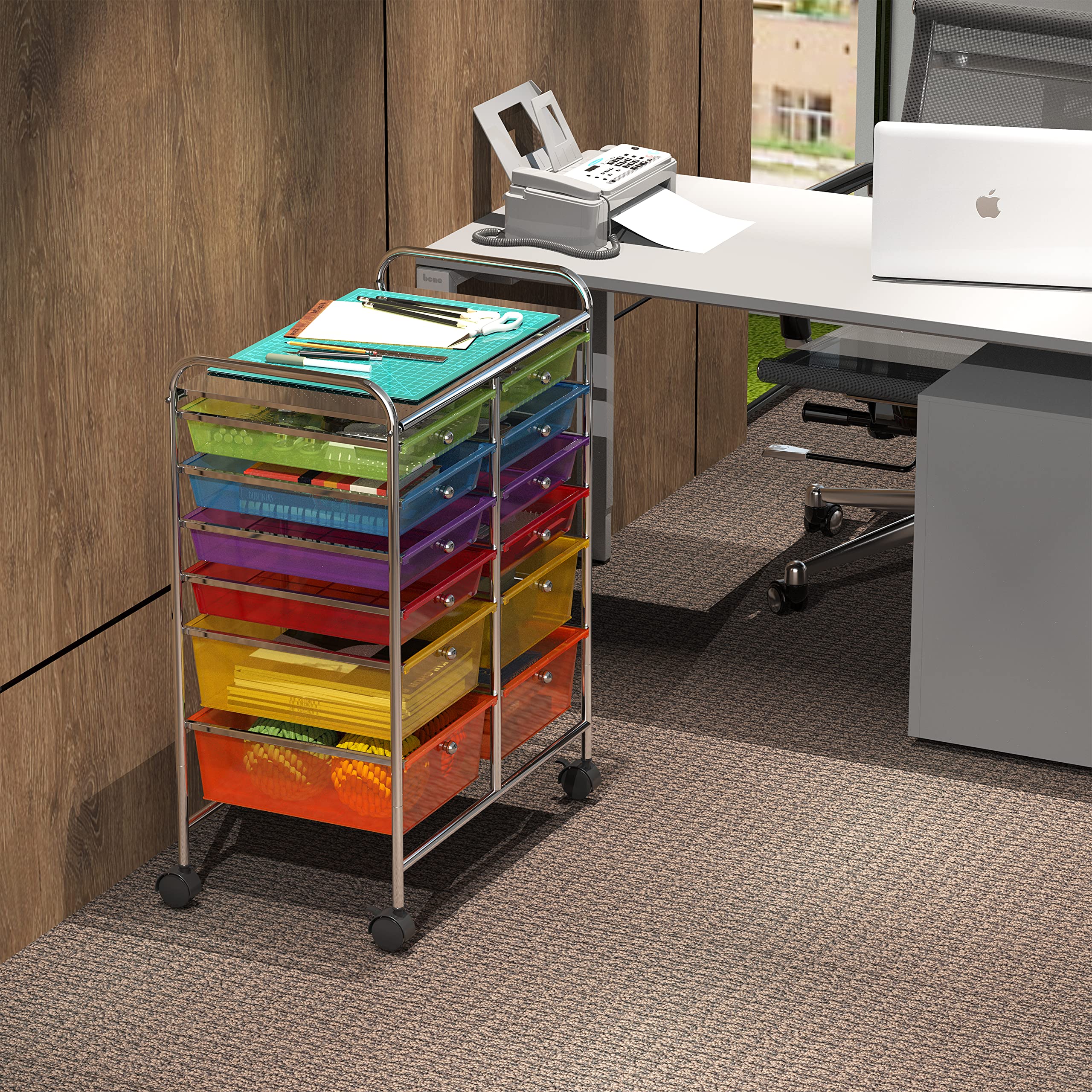 Simple Houseware 12-Drawers Rolling Storage Cart, Multicolor