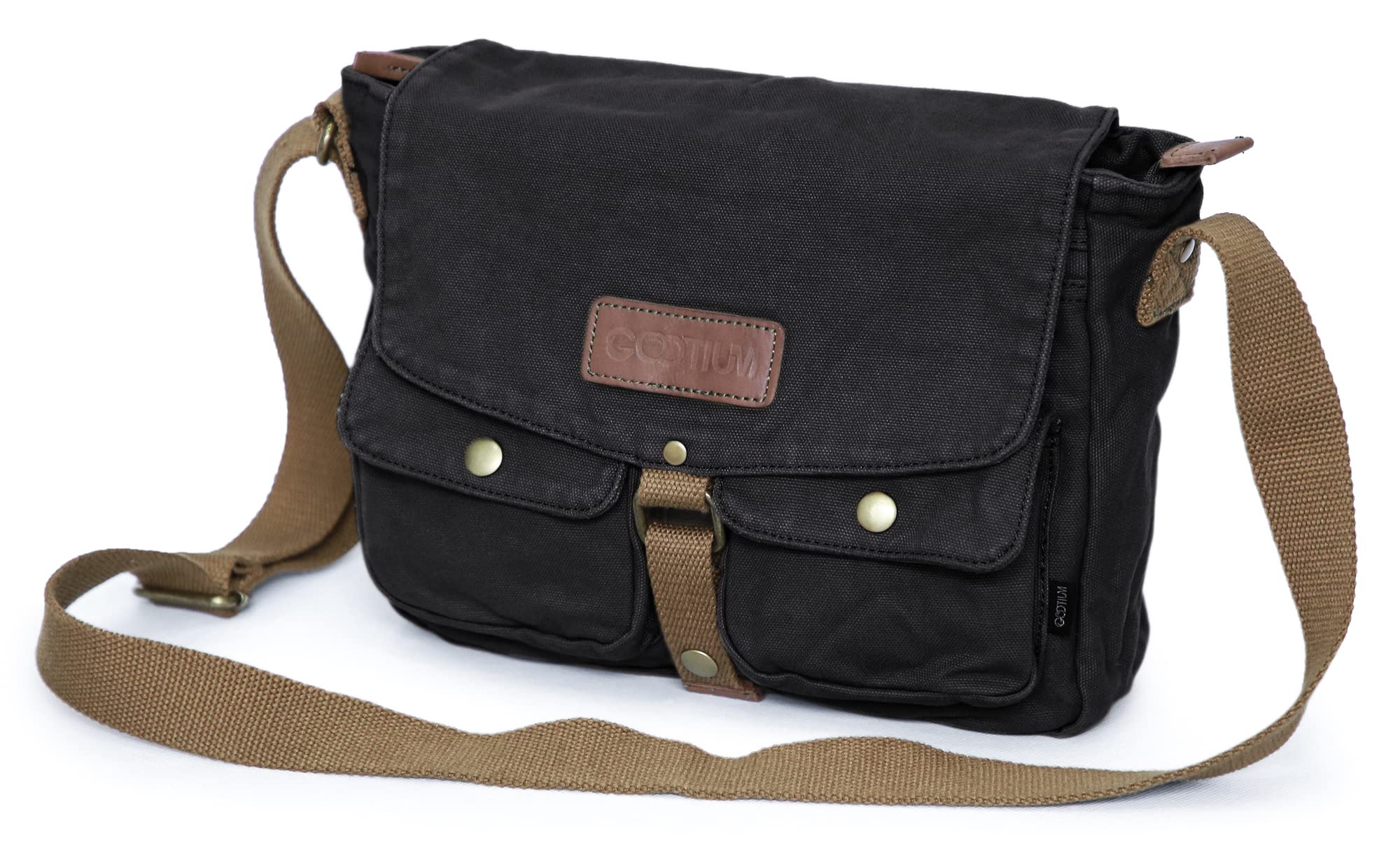 Gootium Canvas Messenger Bag - Vintage Crossbody Shoulder Bag Military Satchel, Charcoal