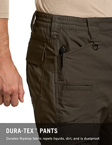 CQR Men's Tactical Pants, Water Resistant Ripstop Cargo Pants, Lightweight EDC Work Hiking Pants, Outdoor Apparel, Duratex Mag Pocket Dark Brown, 34W x 32L