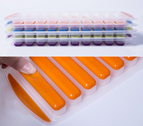 Ozera 4 Pack Ice Cube Trays, Narrow Water Bottle Ice Cube Tray Stick, Silicone Ice Trays for Freezer with Easy Push and Pop Out Material, Ideal for Sports and Water Bottles